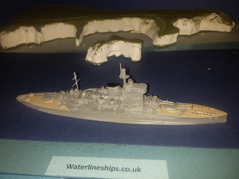 HMS Warspite RN Battleship as in 1942 waterline ship model 1:1200 scale ...